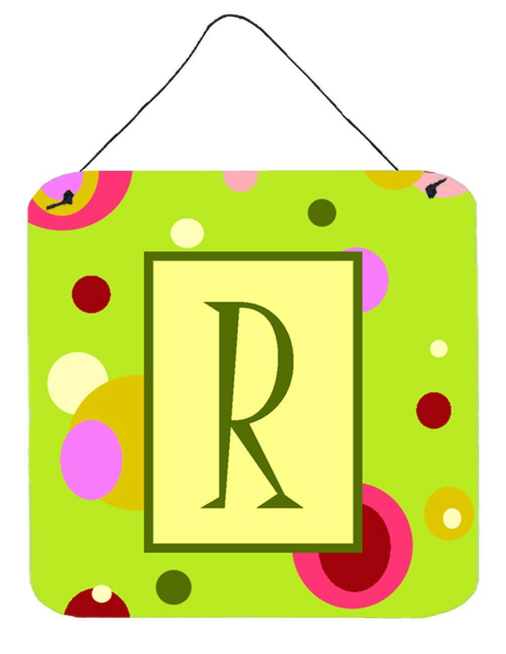 Letter R Initial Monogram - Green Aluminium Metal Wall or Door Hanging ...